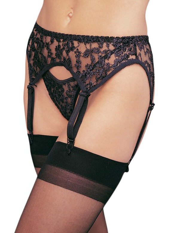 Lace Plus Size Garter Belt Set With Matching Thong